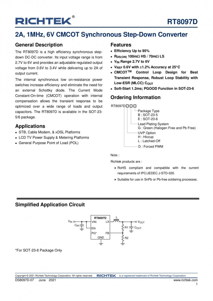 RT8097D datasheet page 1