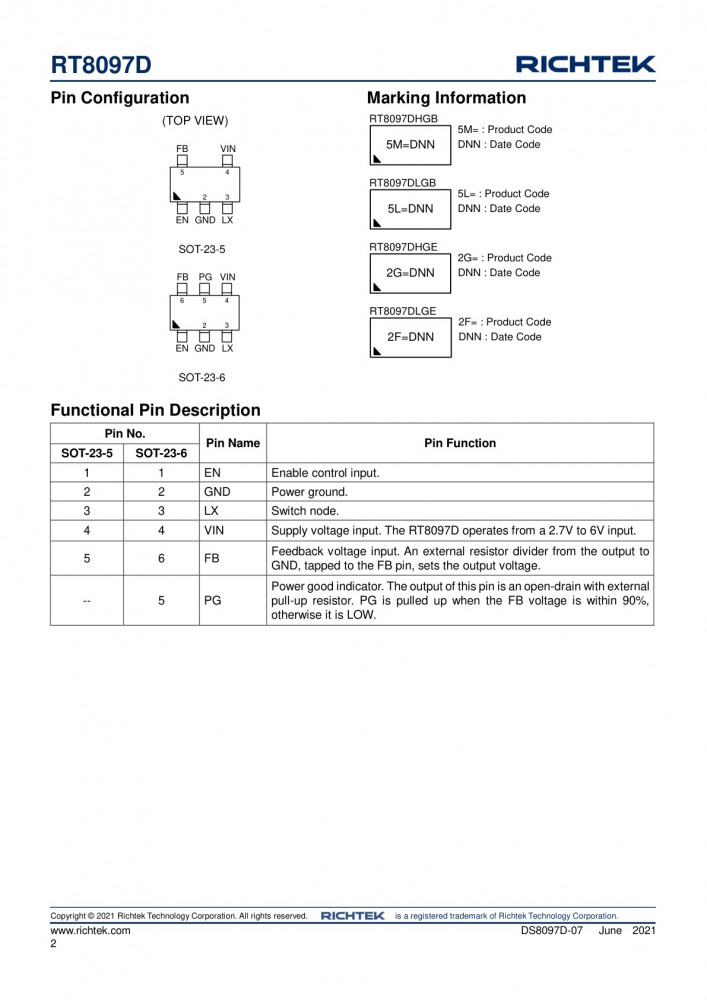 RT8097D datasheet page 2