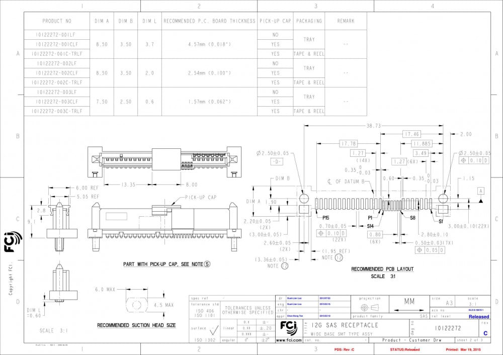 Amphenol 10122272-003C-TRLF technical drawing page 2