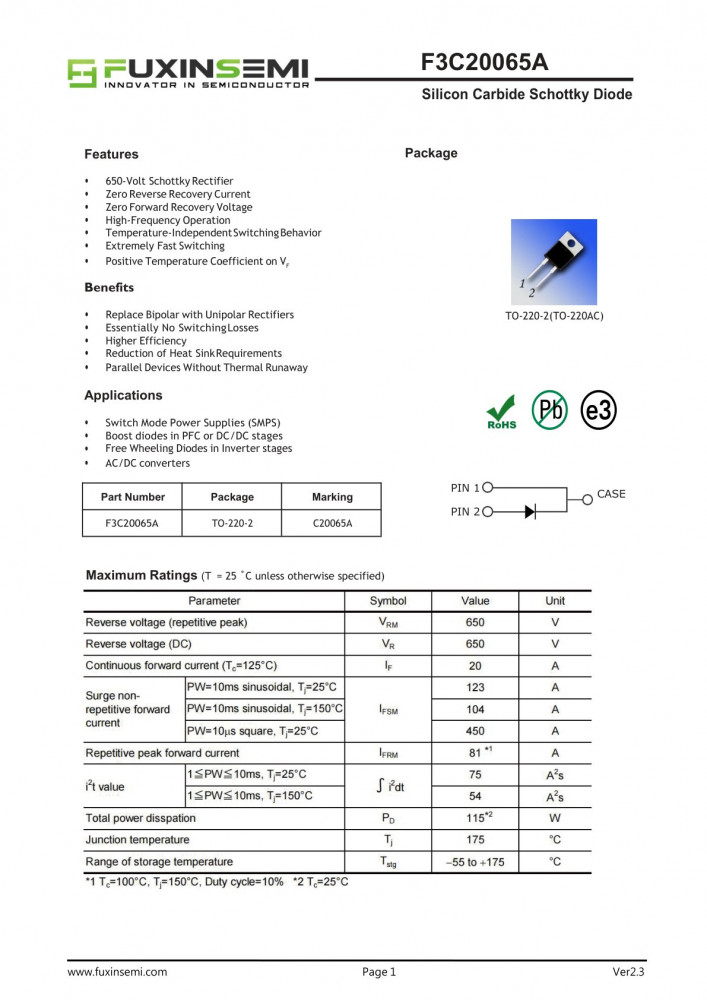 F3C20065A datasheet page 1