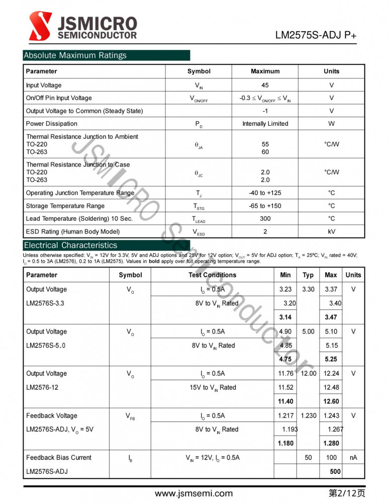 LM2575S-ADJ P+ datasheet page 2