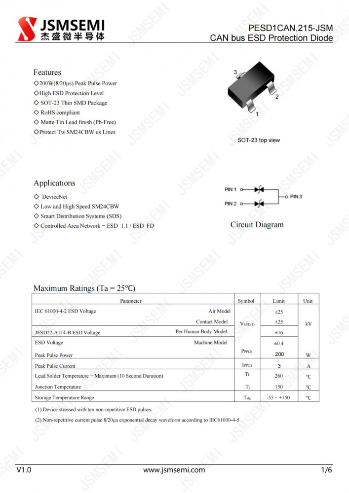 PESD1CAN,215-JSM datasheet page 1