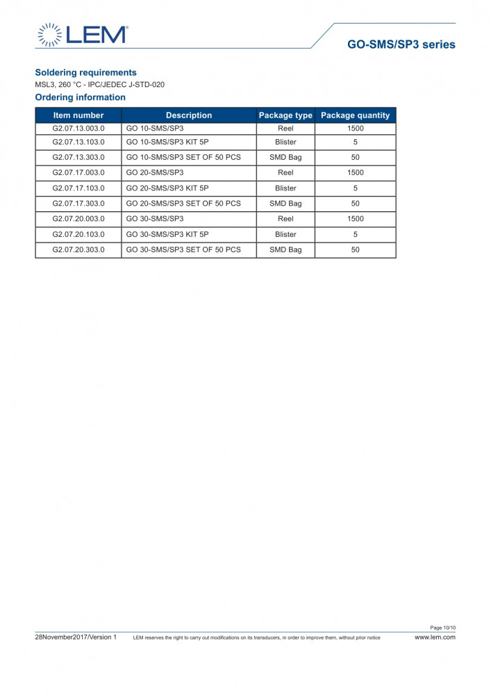 GO 30 SMS/SP3 documentation page 10