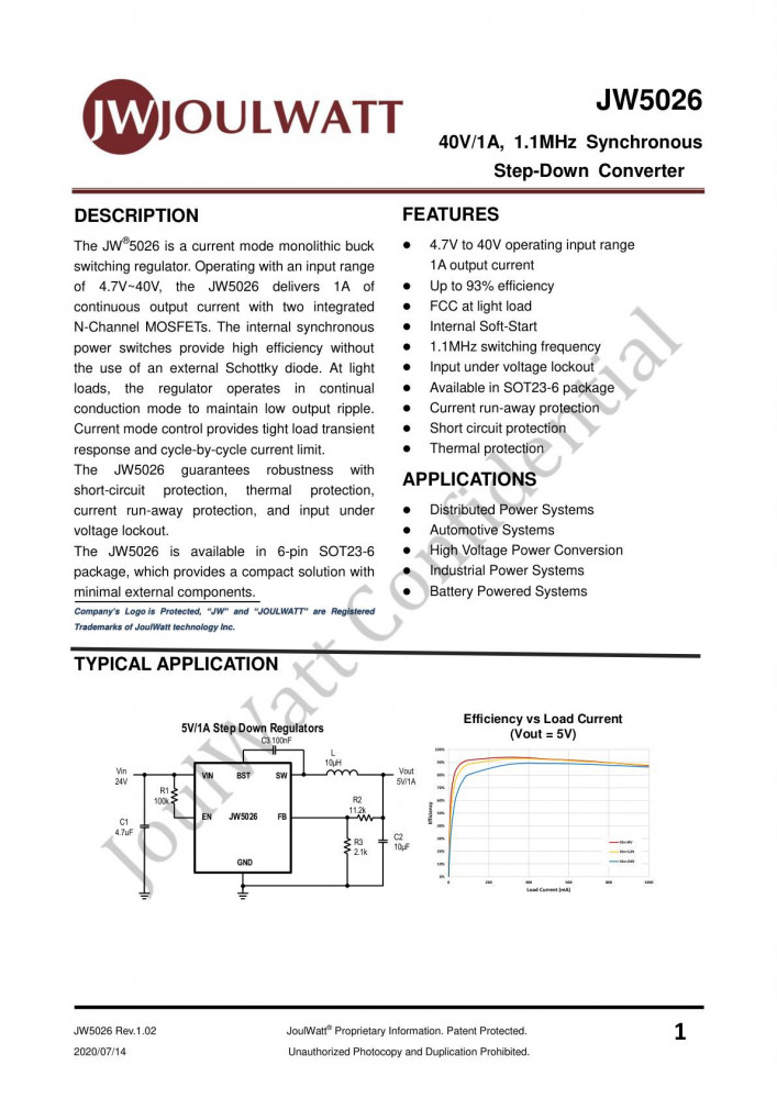 JW5026 datasheet page 1