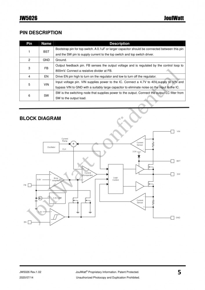 JW5026 datasheet page 5