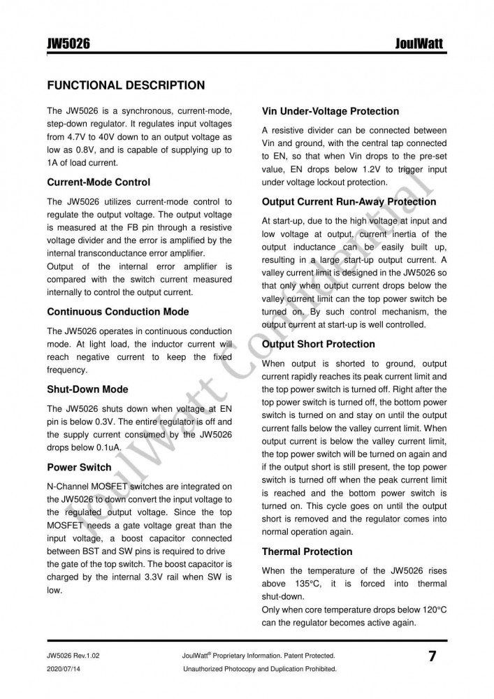 JW5026 datasheet page 7