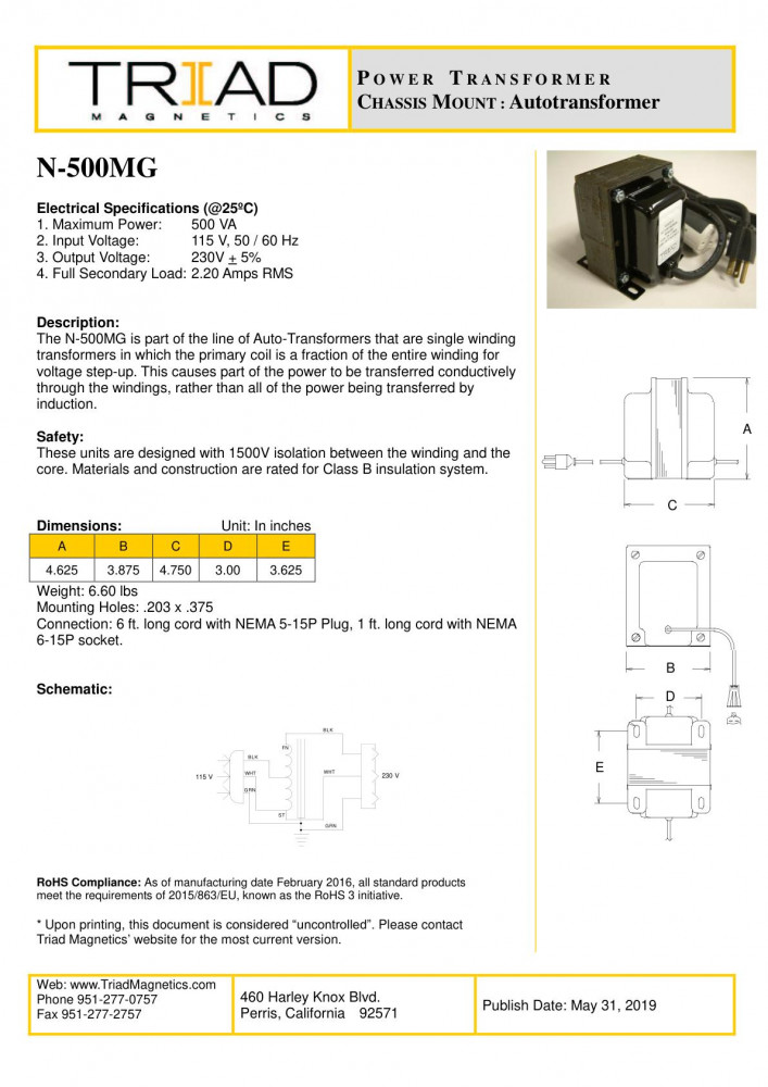 N-500MG product documentation page