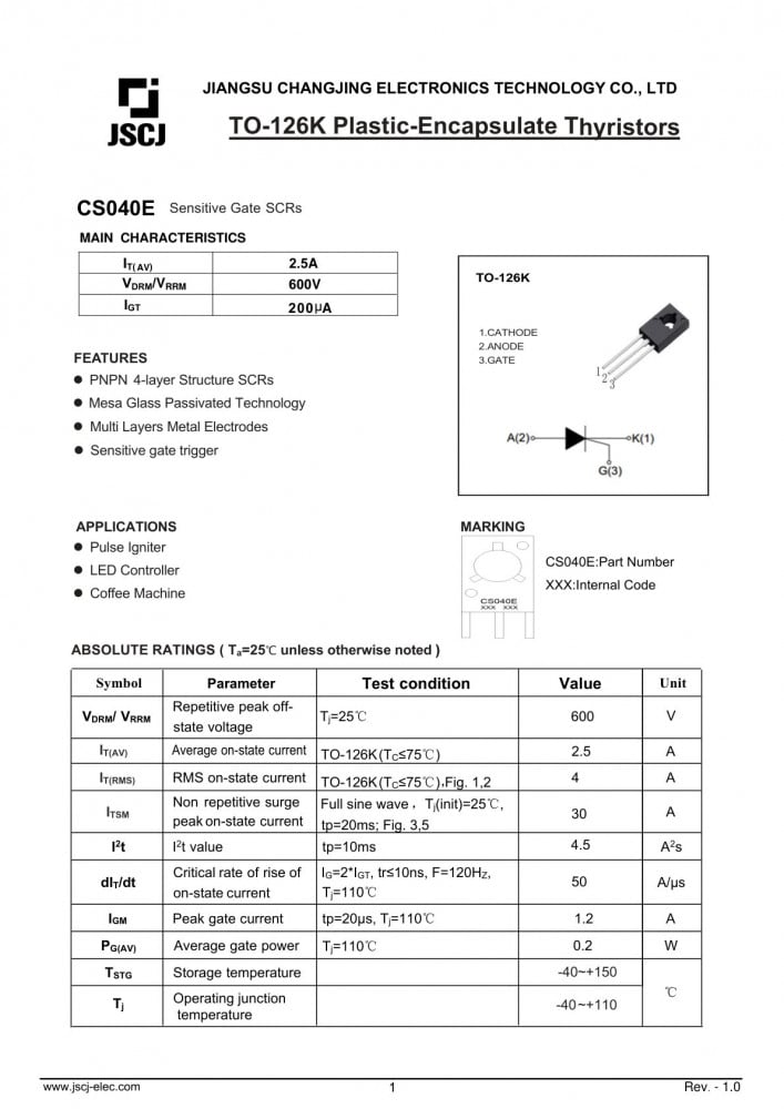 CS040E datasheet page 1