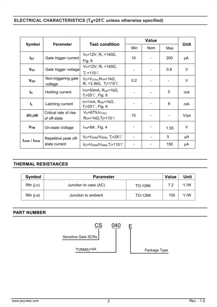 CS040E datasheet page 2
