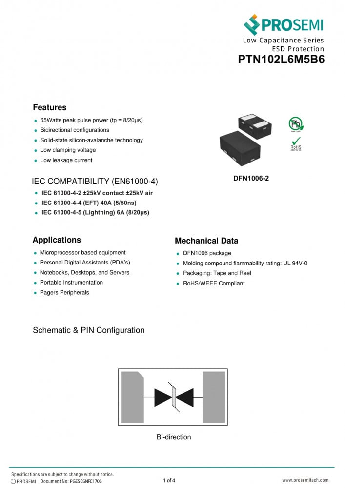 PTN102L6M5B6 datasheet page 1