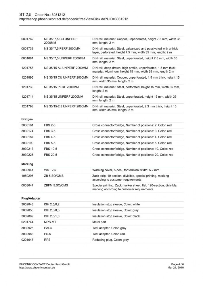 Phoenix Contact ST 2,5 3031212 technical document page 4