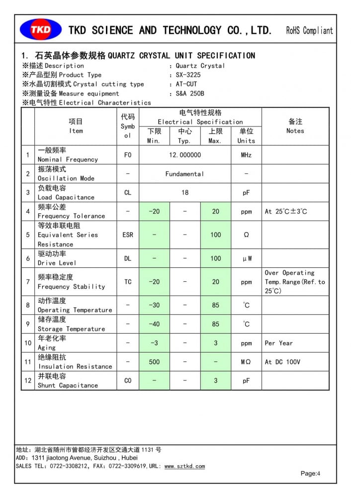SX32Y012000DI1T specification page 4