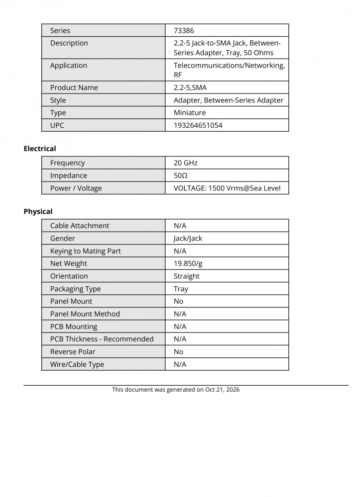 Technical document image 2 for MOLEX 733867660