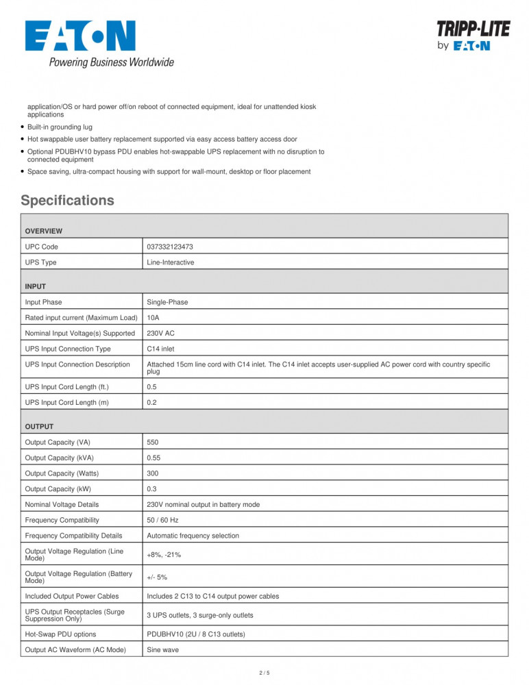 AVRX550U technical document page 2