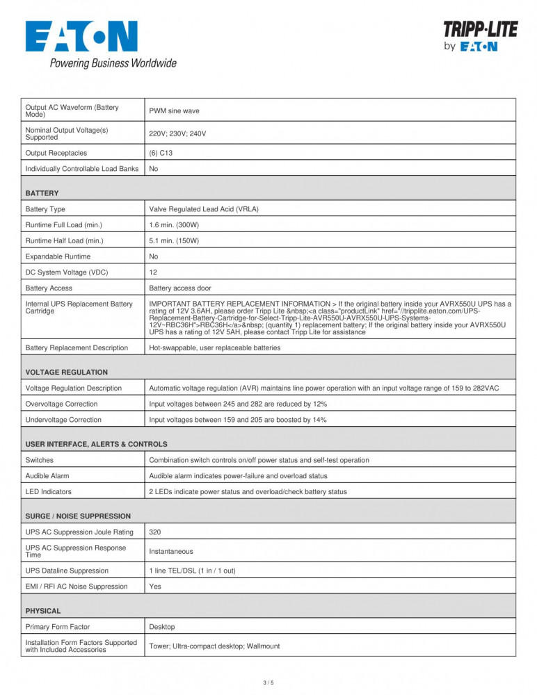 AVRX550U technical document page 3
