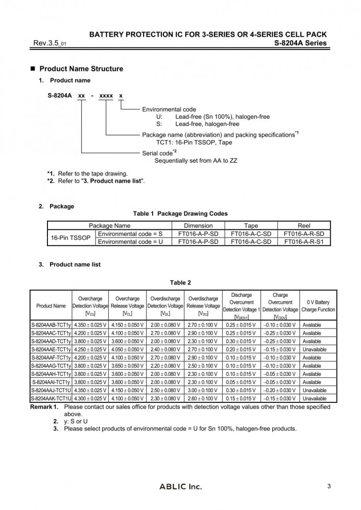 S-8204A datasheet page 3