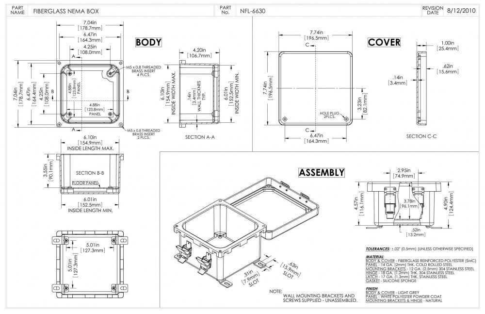 NFL-6630 product drawing and mechanical documentation