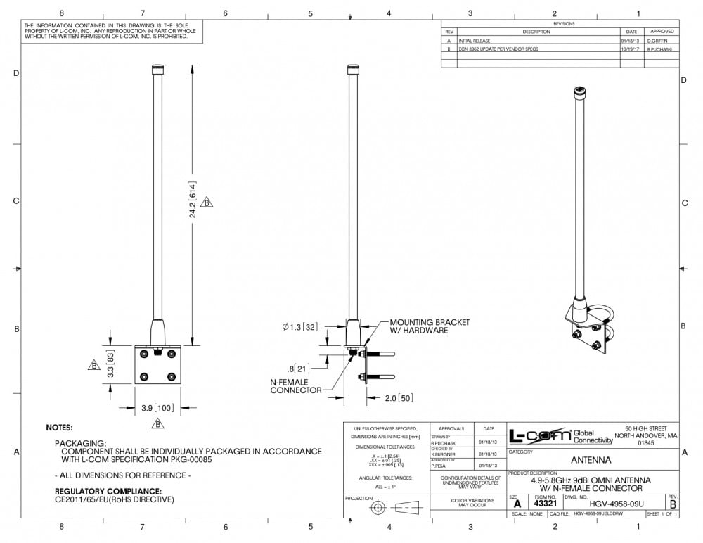 L-com HGV-4958-09U technical drawing