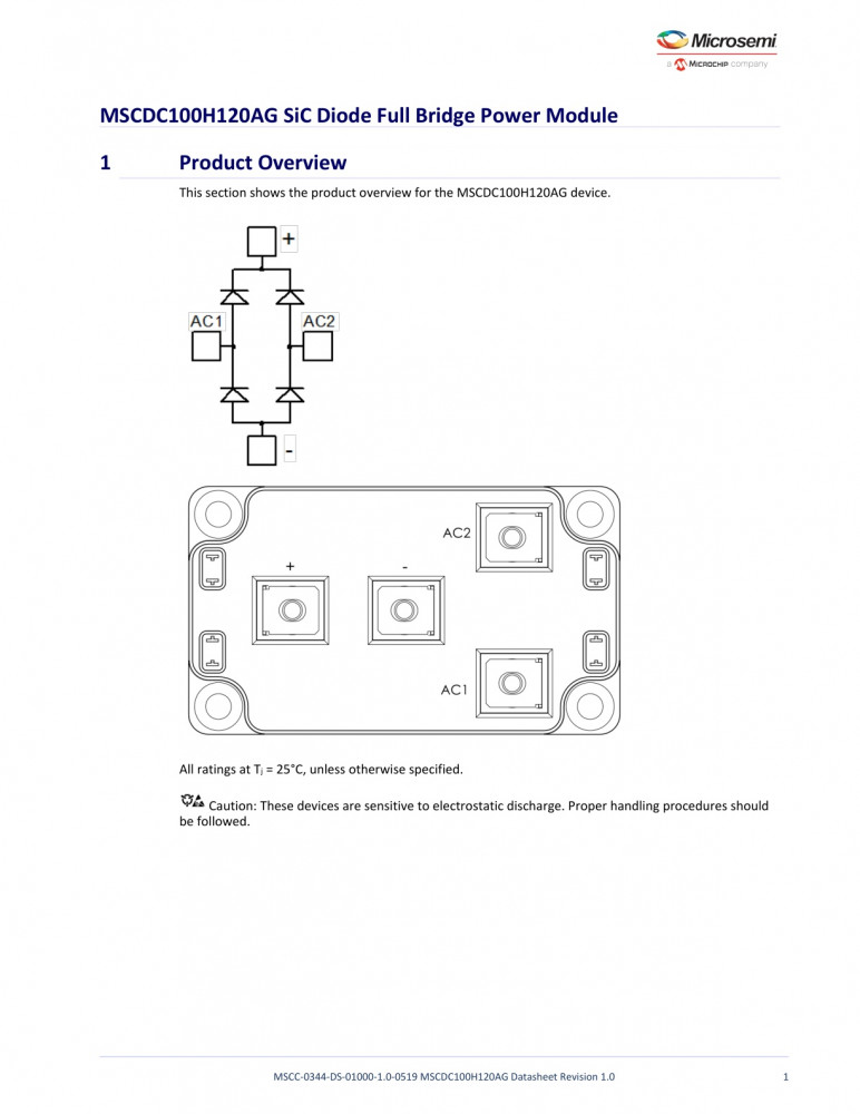 MSCDC100H120AG datasheet page 1