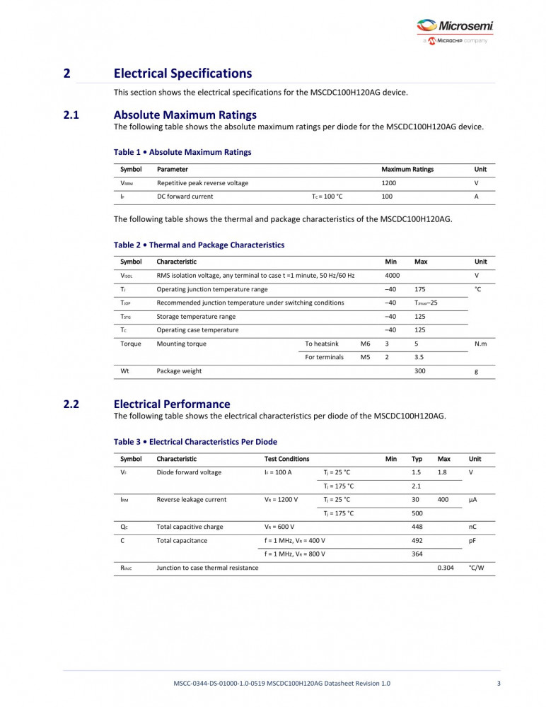 MSCDC100H120AG datasheet page 3