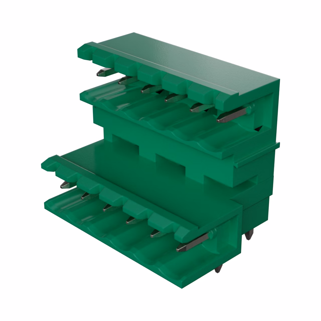 5.00mm Pitch Eurostyle Horizontal Dual Level PCB Header, Open Ends, Green Housing, 12 Circuits for sale