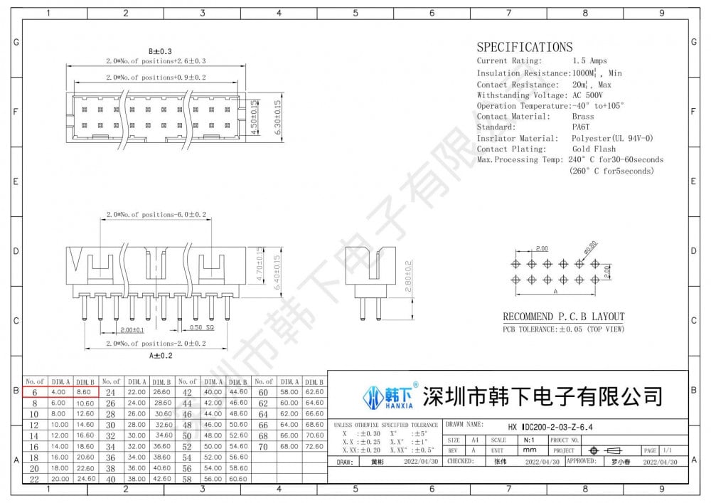 HX IDC200-2-03-Z-6.4 manufacturer drawing