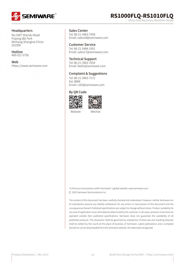 SEMIWARE RS1002FLQ datasheet page 5