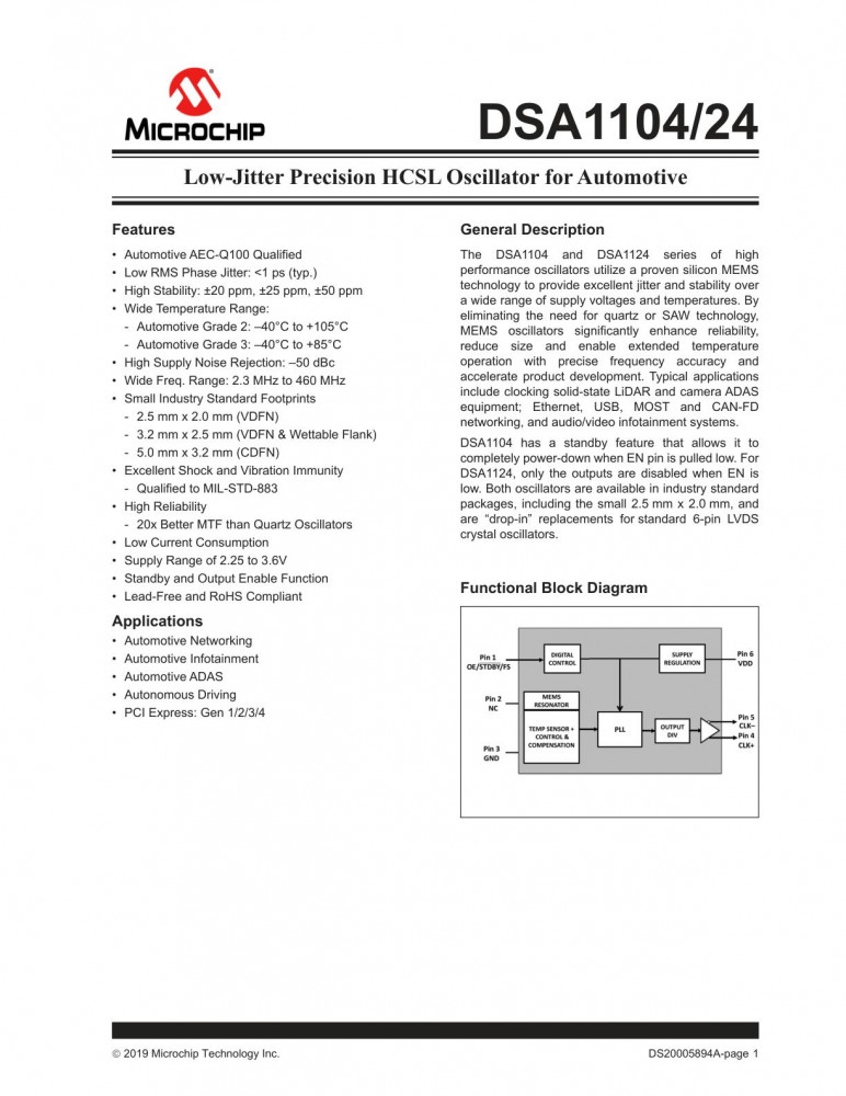 DSA1104 datasheet page 1