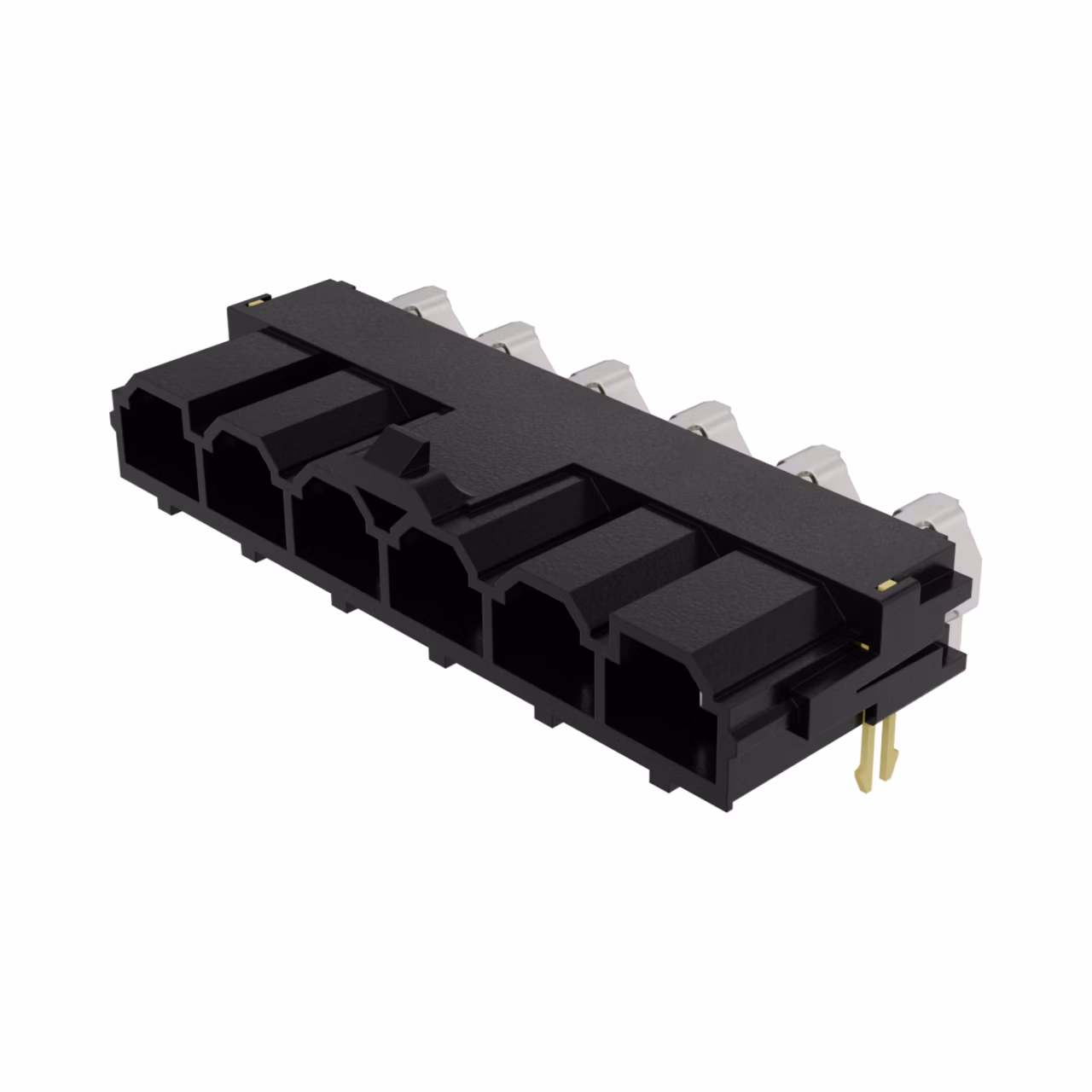 Mini-Fit Sr. Right-Angle Header, 10.00mm Pitch, Single Row, 6 Circuits, 3.50mm Tail Length, for 1.57mm PCB, Silver (Ag) Plating, with Clip for sale