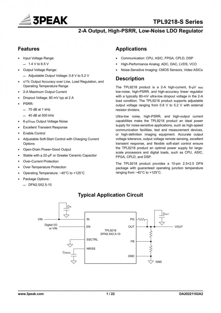 TPL9218AD-DF5R-S datasheet page 1