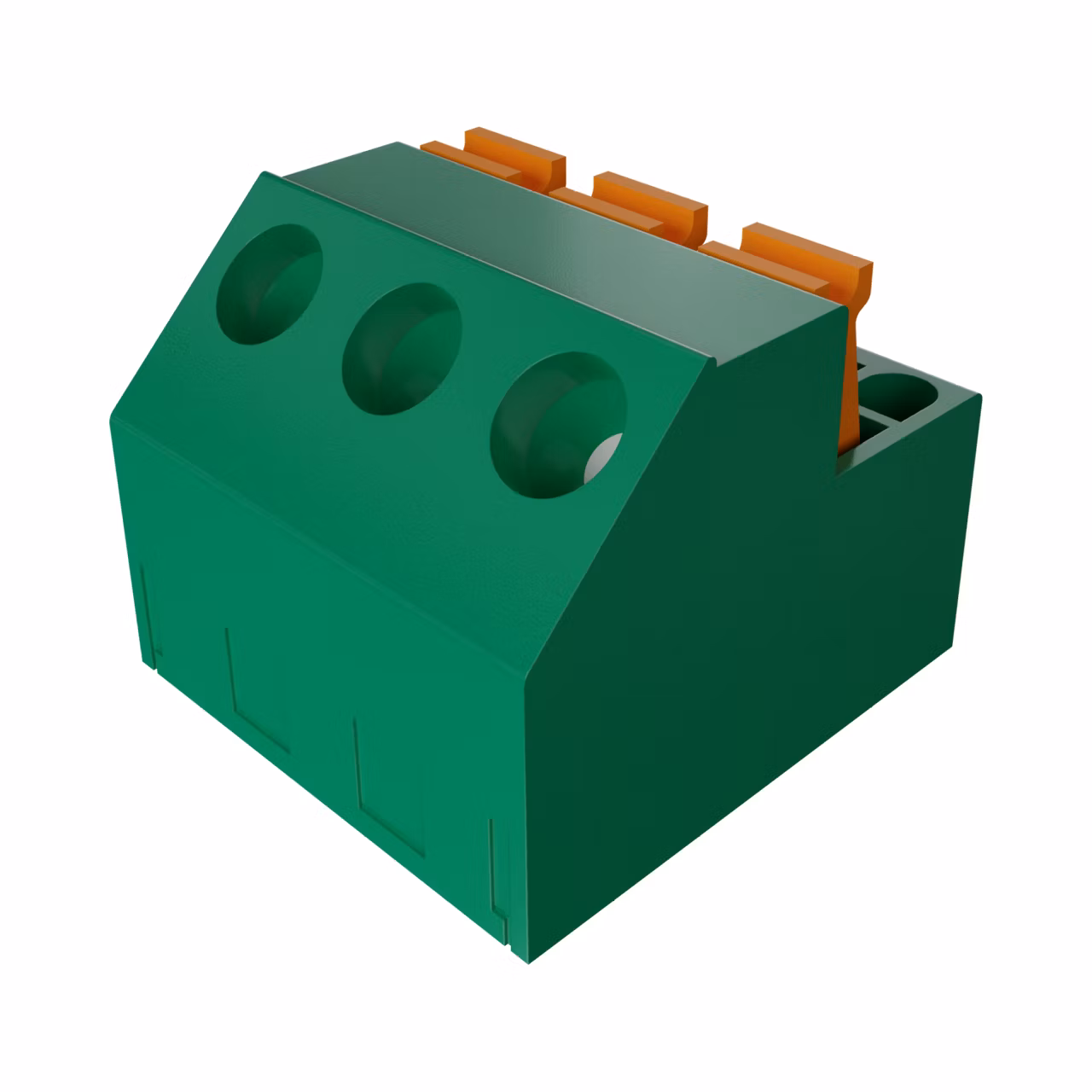 5.08mm Pitch, Eurostyle Fixed-Mount Push-Button Terminal Block, 45° Standard, 8A, 22-16 AWG, Green, 3 Circuits for sale