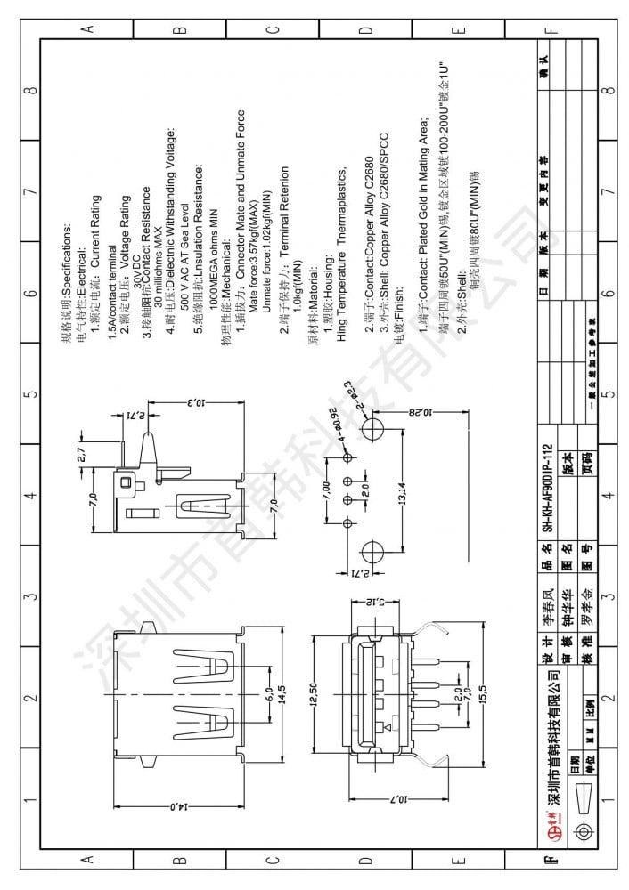 SH-KH-AF90DIP-112 specification page 1