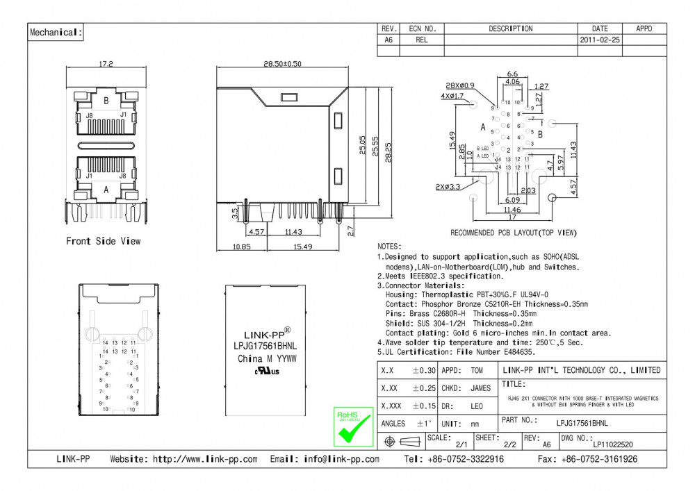 LPJG17561BHNL official drawing sheet 2