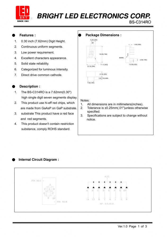 BS-C314RO technical document image, page 1
