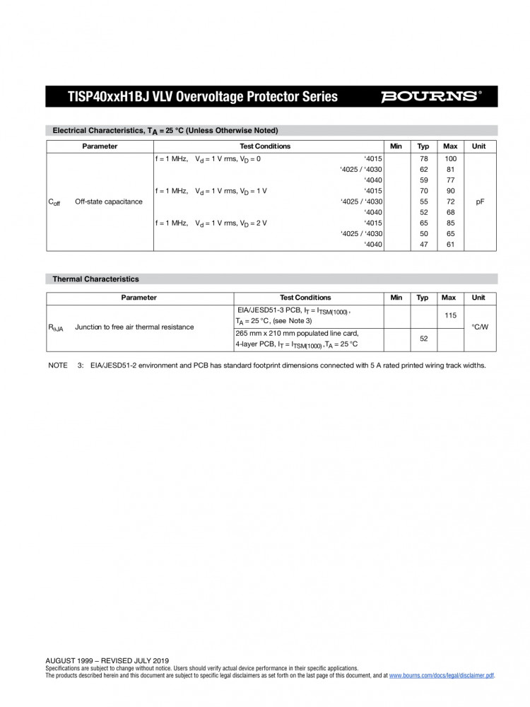 TISP4040H1BJR-S datasheet page 3