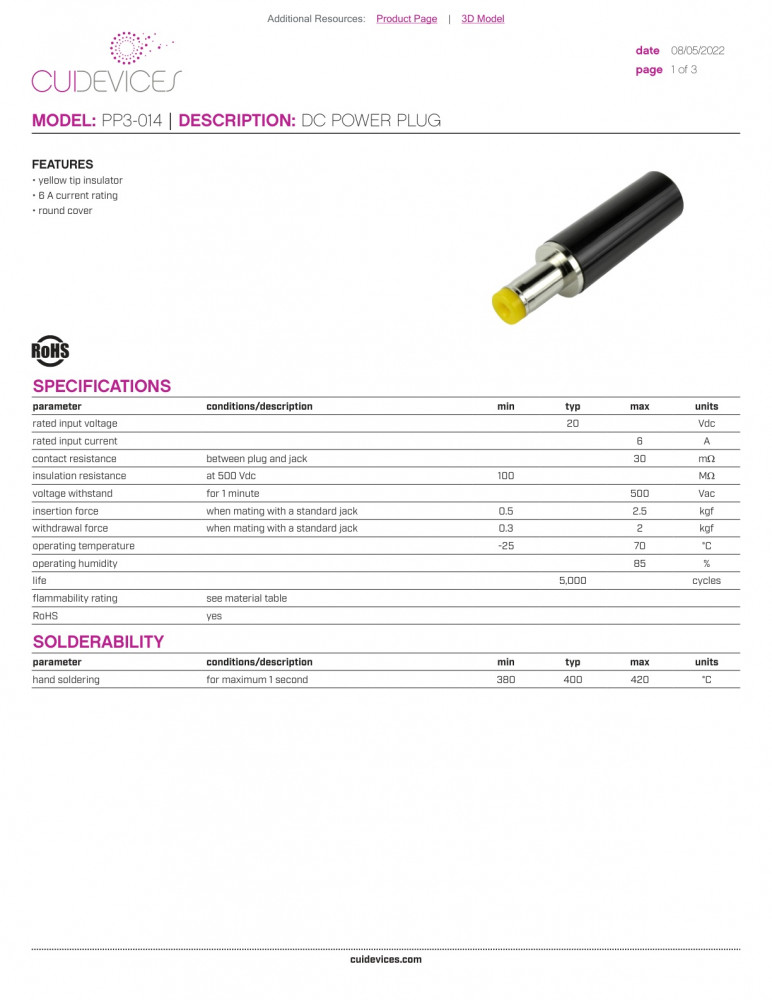 PP3-014 technical document page 1