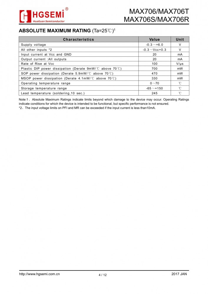 MAX706TM/TR datasheet page 4