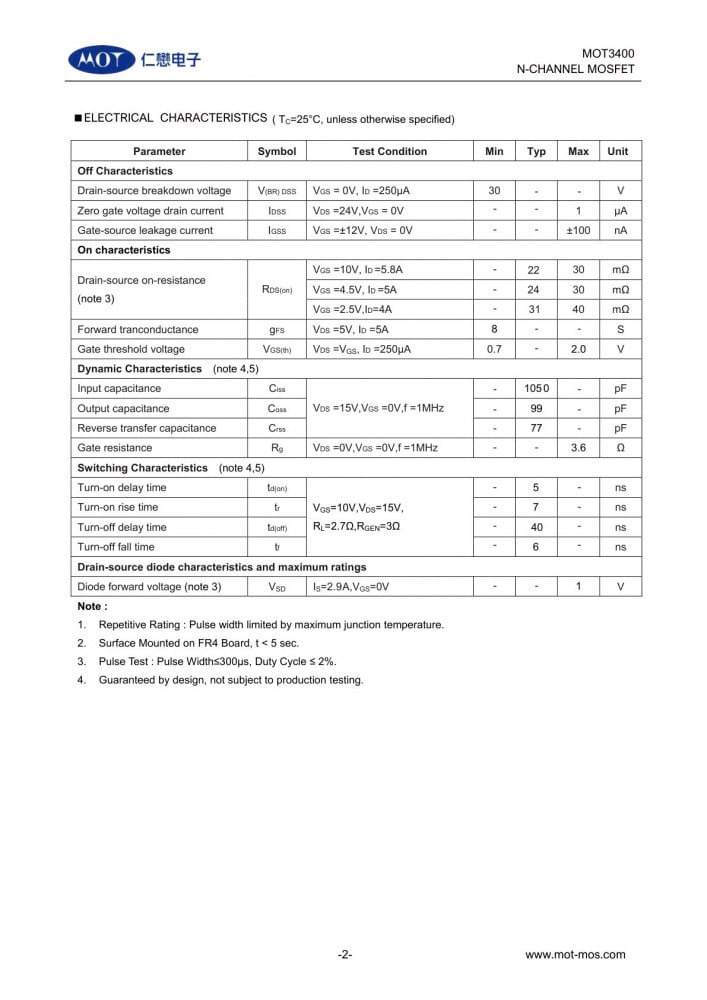 MOT 3400 datasheet page 2