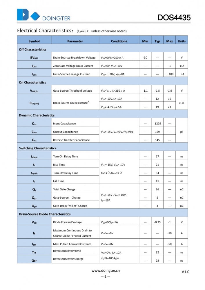 DOS4435 datasheet page 2