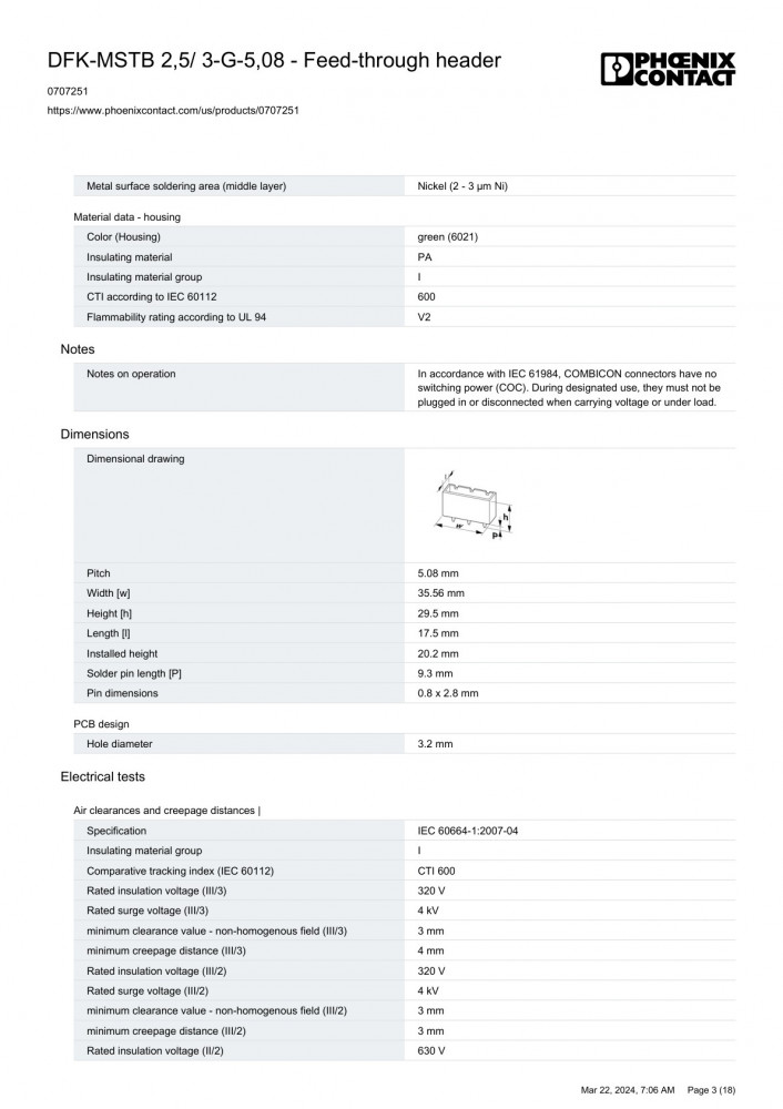 Phoenix Contact 0707251 technical document page 3