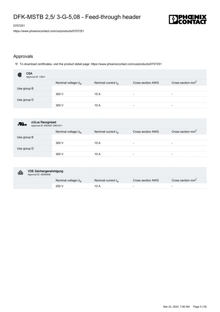 Phoenix Contact 0707251 technical document page 5