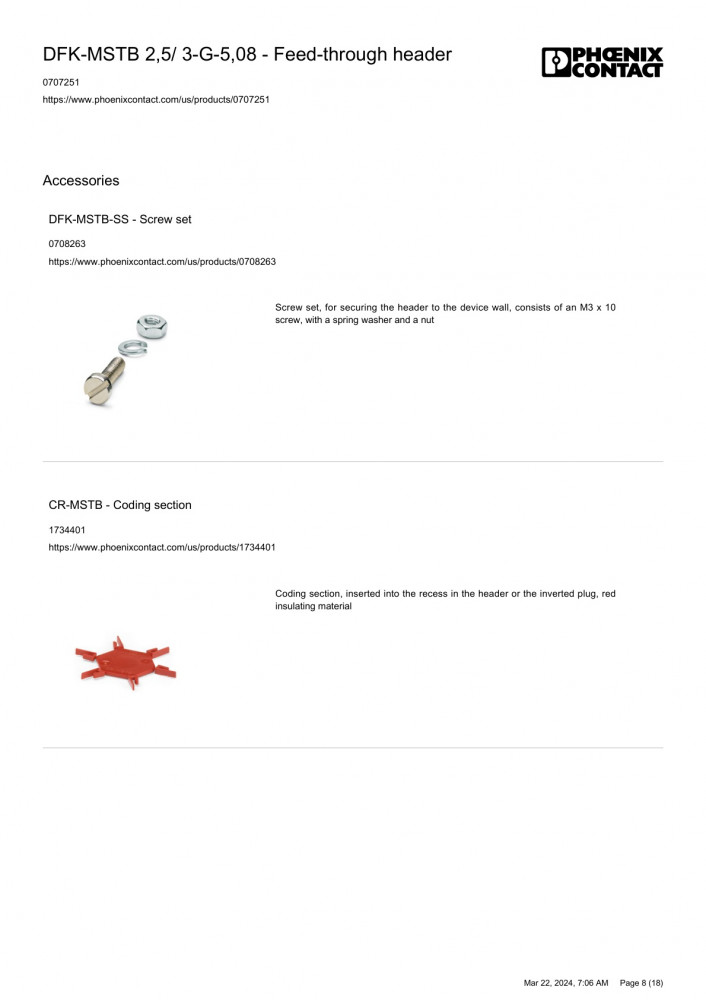 Phoenix Contact 0707251 technical document page 8