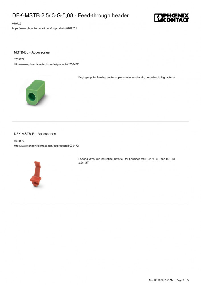 Phoenix Contact 0707251 technical document page 9