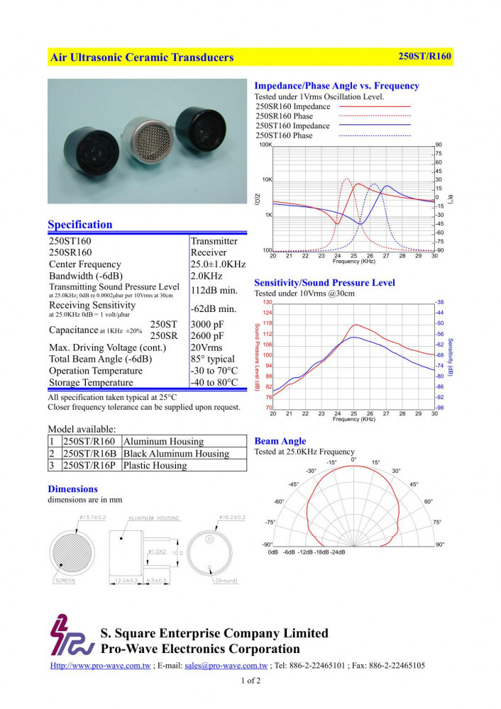 250ST/R160 technical document page 1