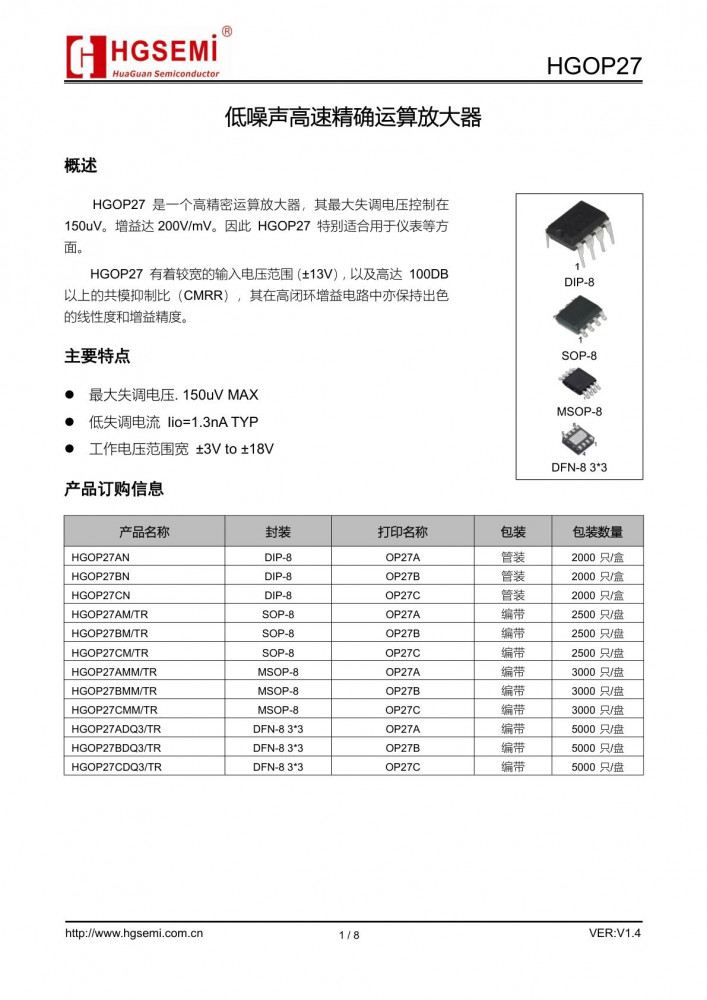 HGOP27 datasheet page 1
