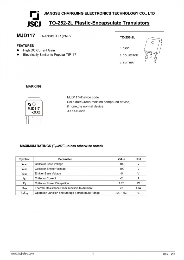 MJD117 datasheet page 1