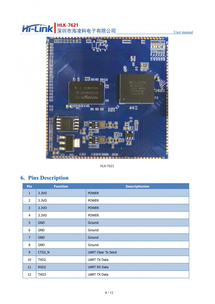 HLK-7621 manual page 6