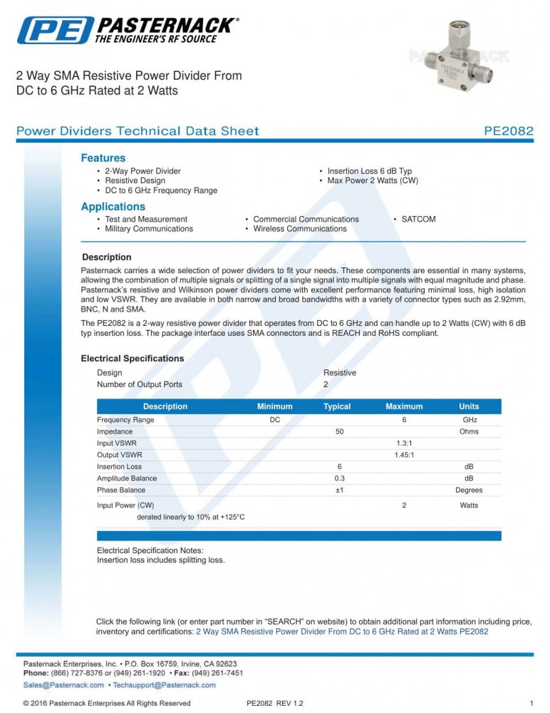 PE2082 datasheet page 1