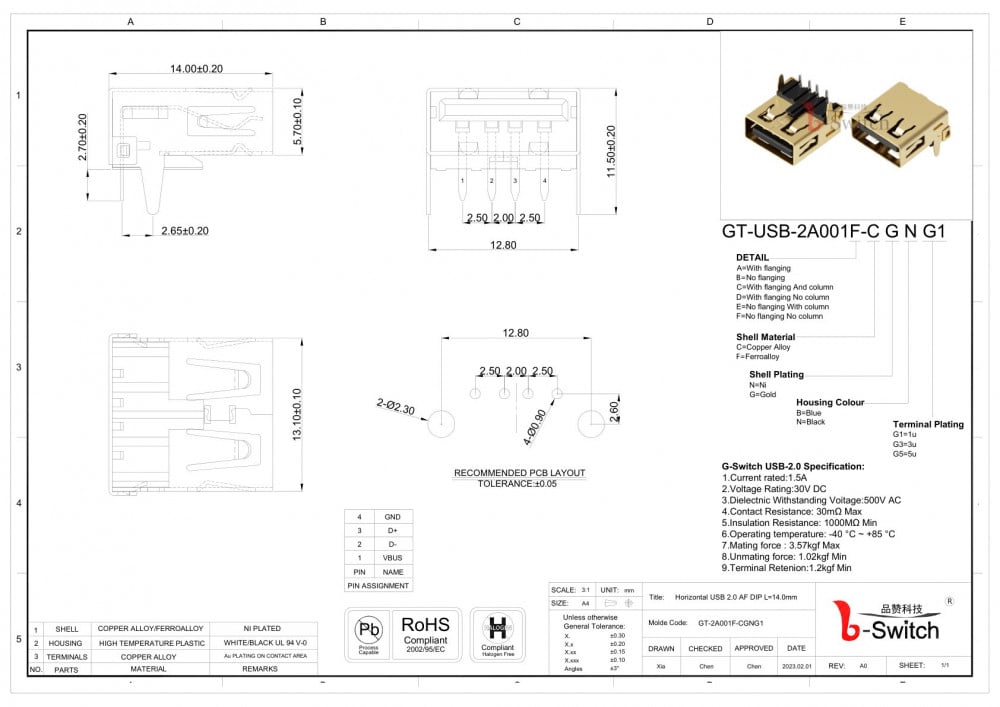 GT-2A001F-CGNG1 technical drawing