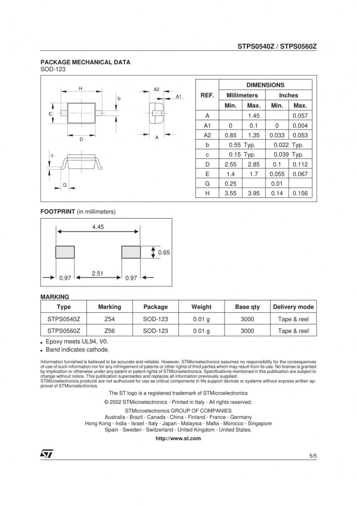 STPS0540Z technical document, page 5